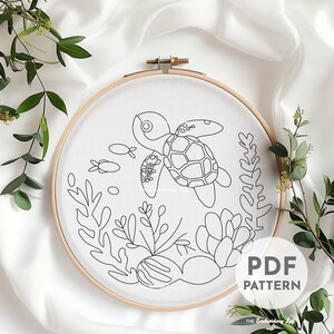 Baby Sea Turtle Hand Embroidery Pattern, Turtle Pattern, Ocean Pattern ...
