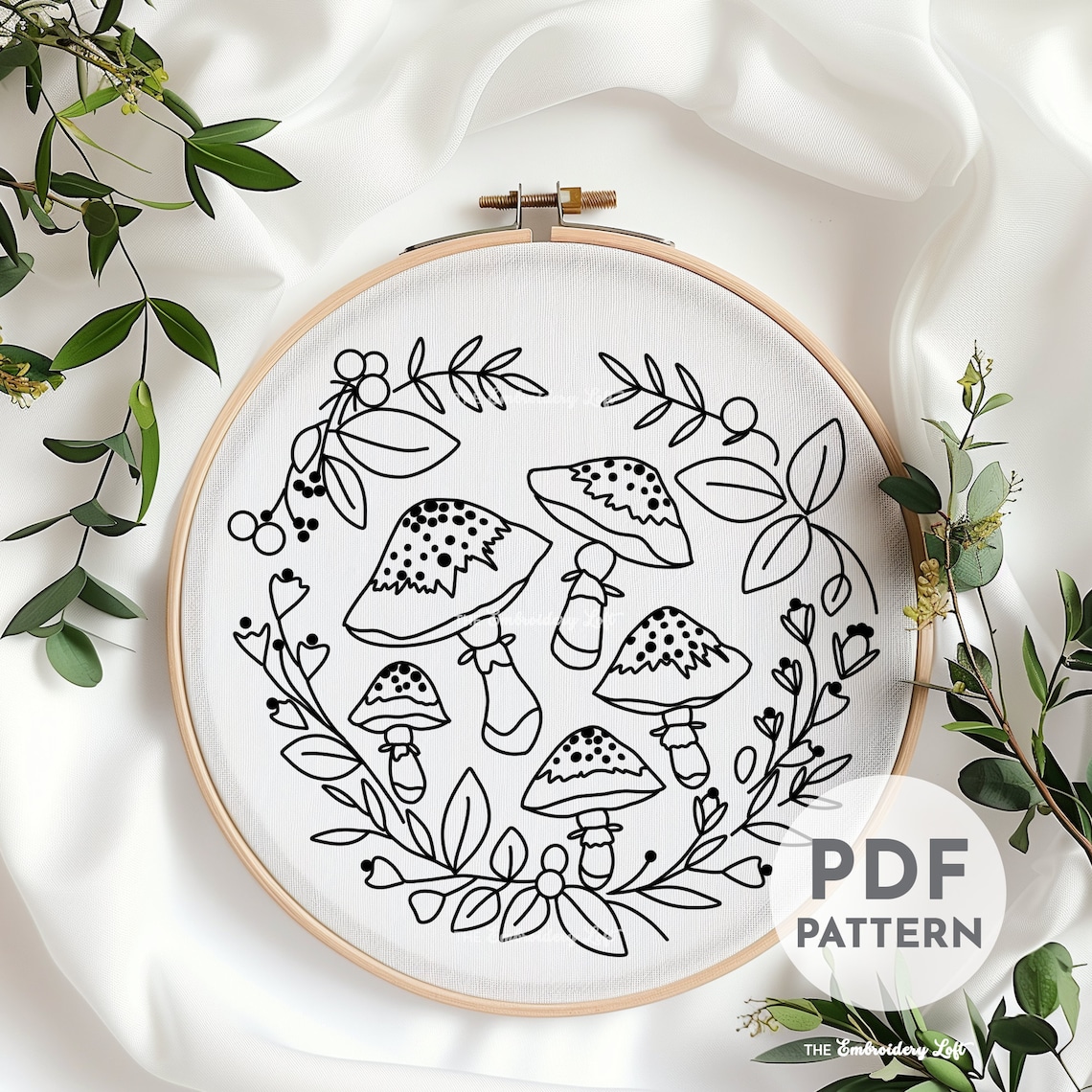 Forest Mushrooms Hand Embroidery Pattern, Autumn Embroidery Pattern ...