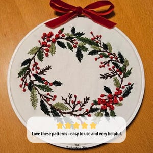 Christmas Wreath Hand Embroidery Pattern, Christmas Embroidery Pattern ...