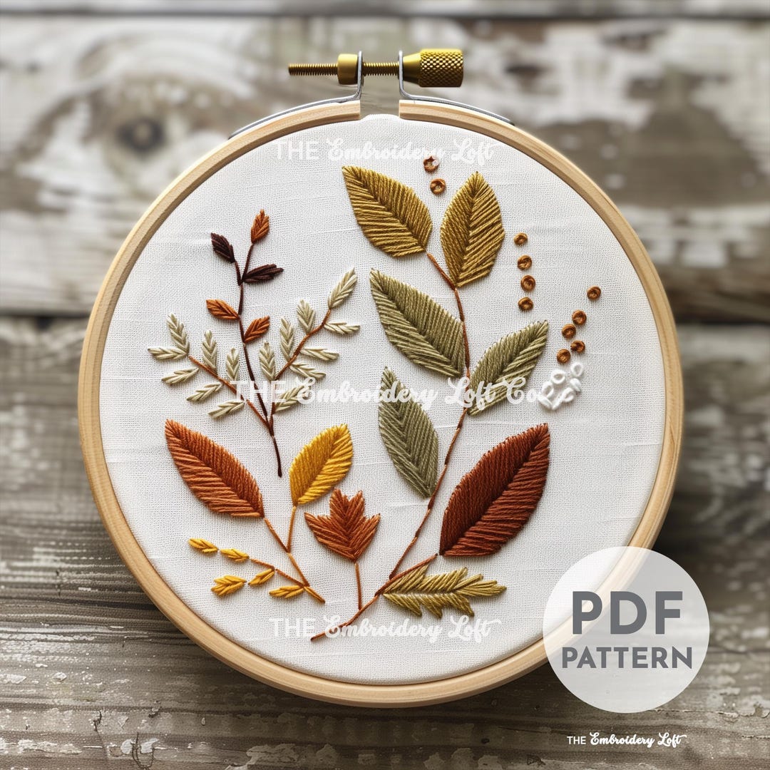 Autumn Leaves Hand Embroidery Pattern, Fall Leaf, Autumn Embroidery Pattern, Autumn Foliage ...