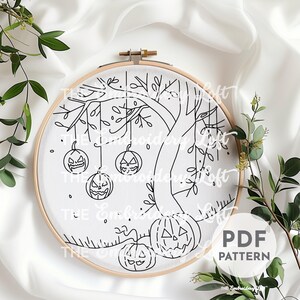 Halloween Haunt Hand Embroidery Pattern, Pumpkin Pattern, Halloween ...