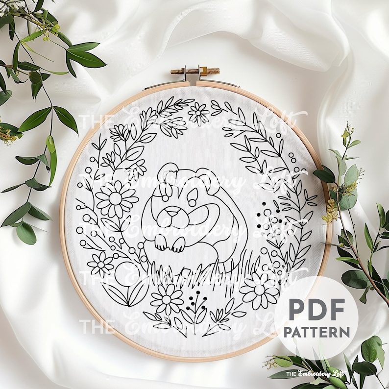 Hamster Hand Embroidery Pattern, Pet Hamster Gift, Floral Hamster ...
