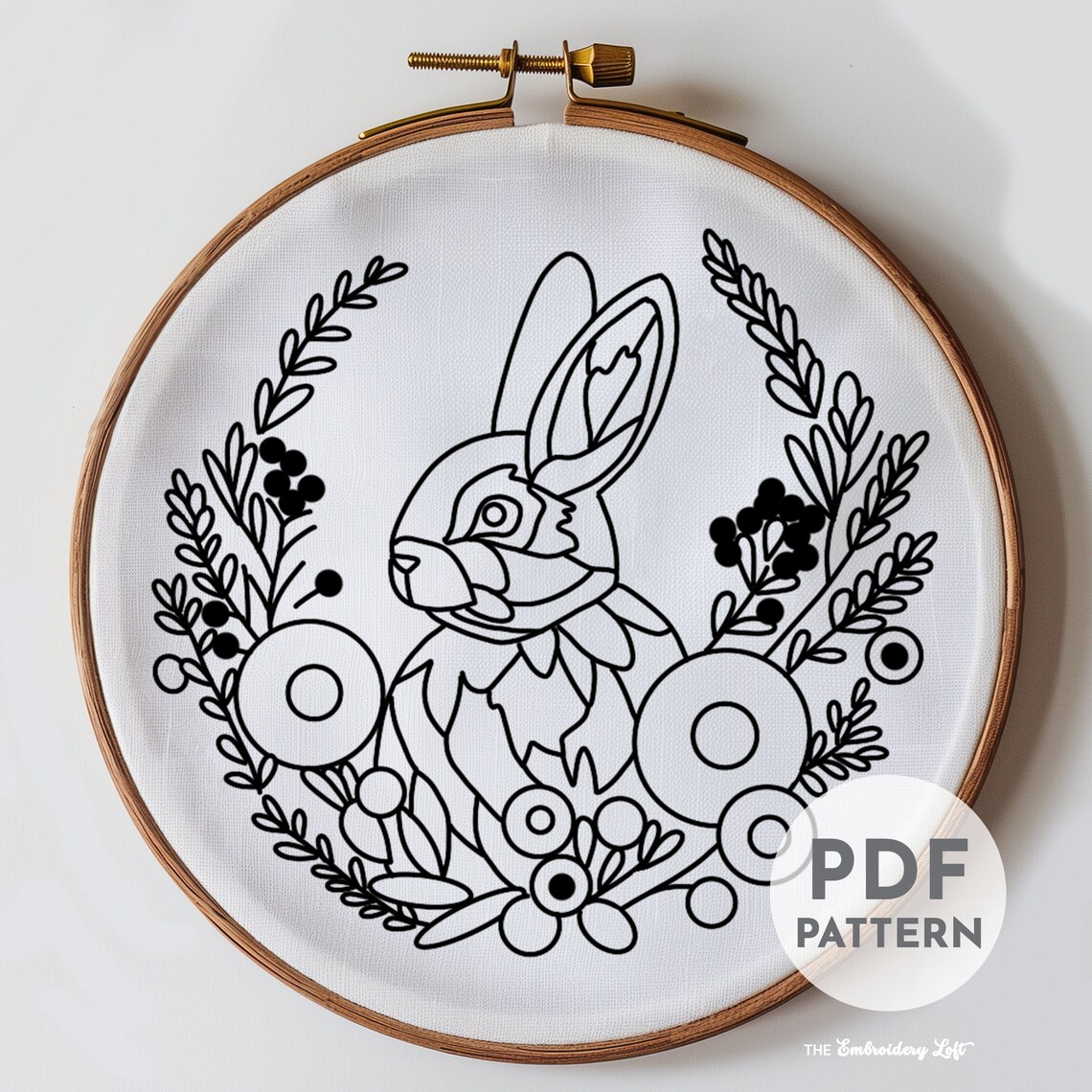 Woodland Rabbit Hand Embroidery Pattern, Rabbit Pattern, Woodland ...