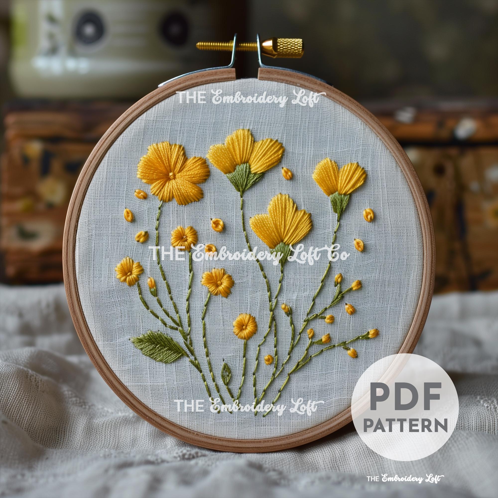 Buttercup Hand Embroidery Pattern, Buttercup Flower Botanical Art ...