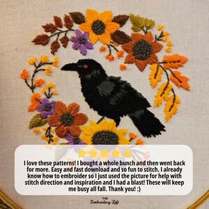 Autumn Raven Hand Embroidery Pattern, Raven Pattern, Autumn Bird ...