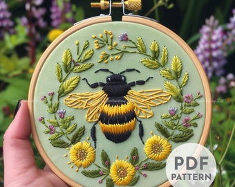 Honey Bee Embroidery Pattern, Bumble Bee Pattern, Bumble Bee, Bee Craft ...