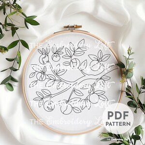 Peach Tree Hand Embroidery Pattern, Peaches Pattern, Peaches, Summer ...