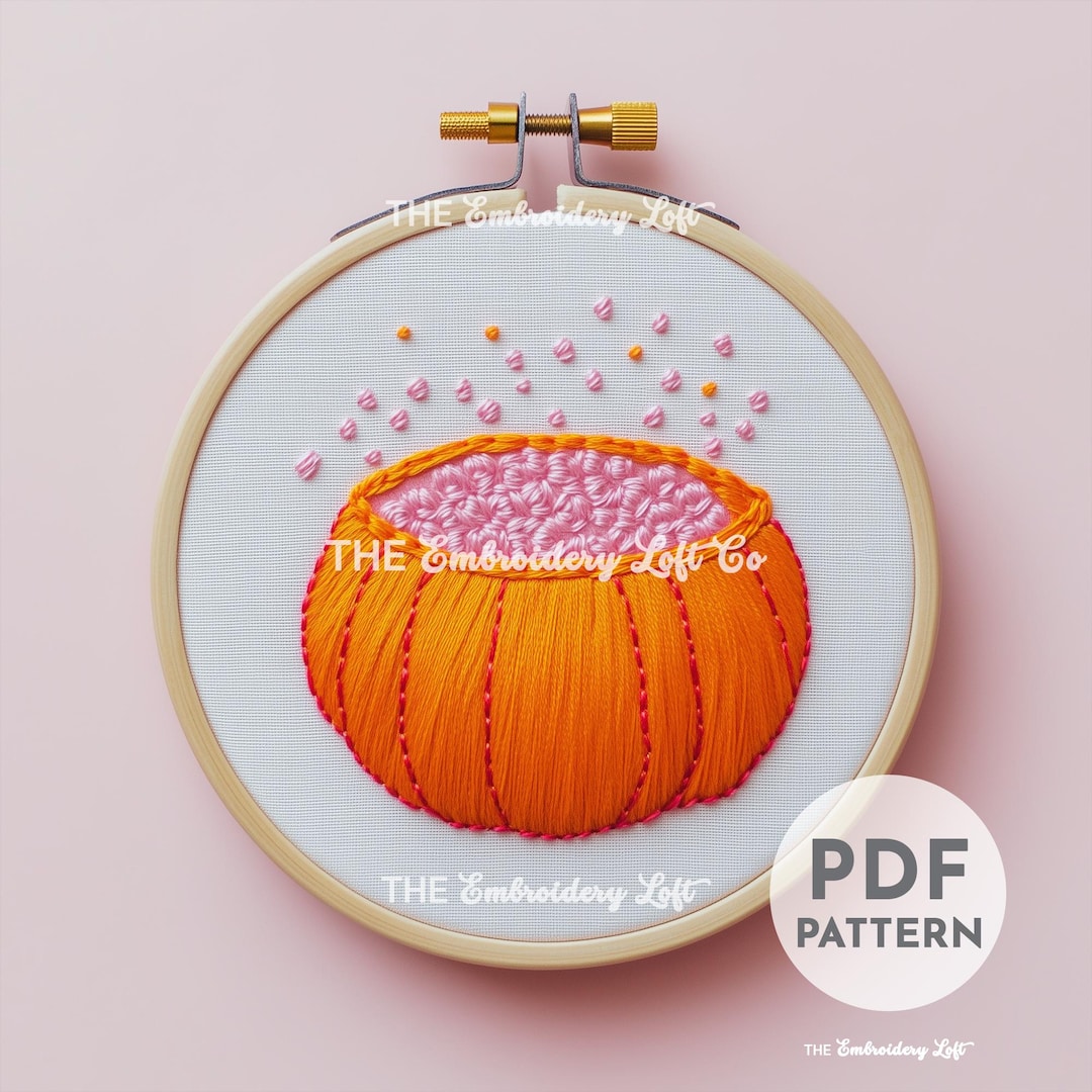 Pumpkin Cauldron Hand Embroidery Pattern, Autumn Embroidery Pattern ...