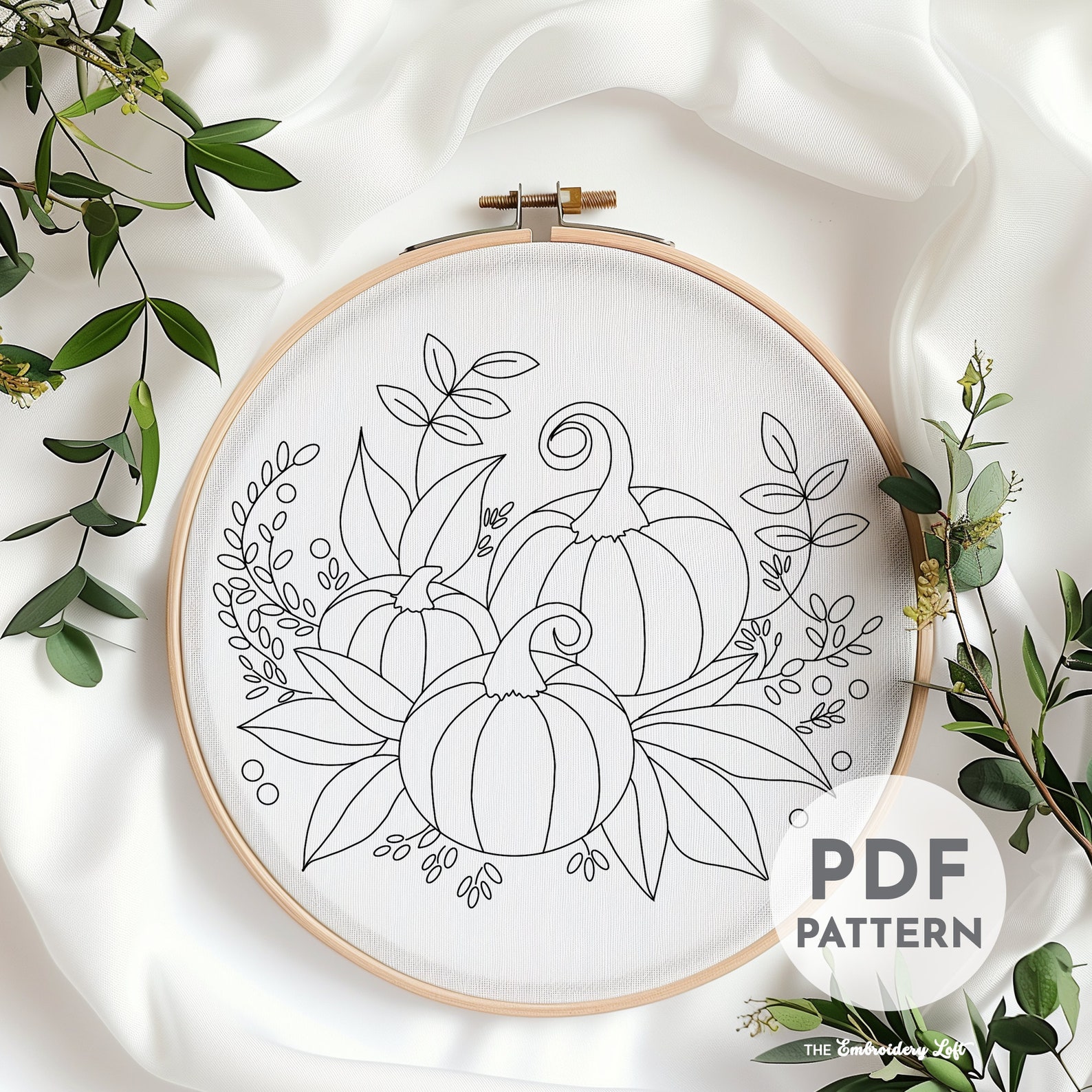 Golden Pumpkin Patch Hand Embroidery Pattern, Pumpkin Pattern, Autumn ...