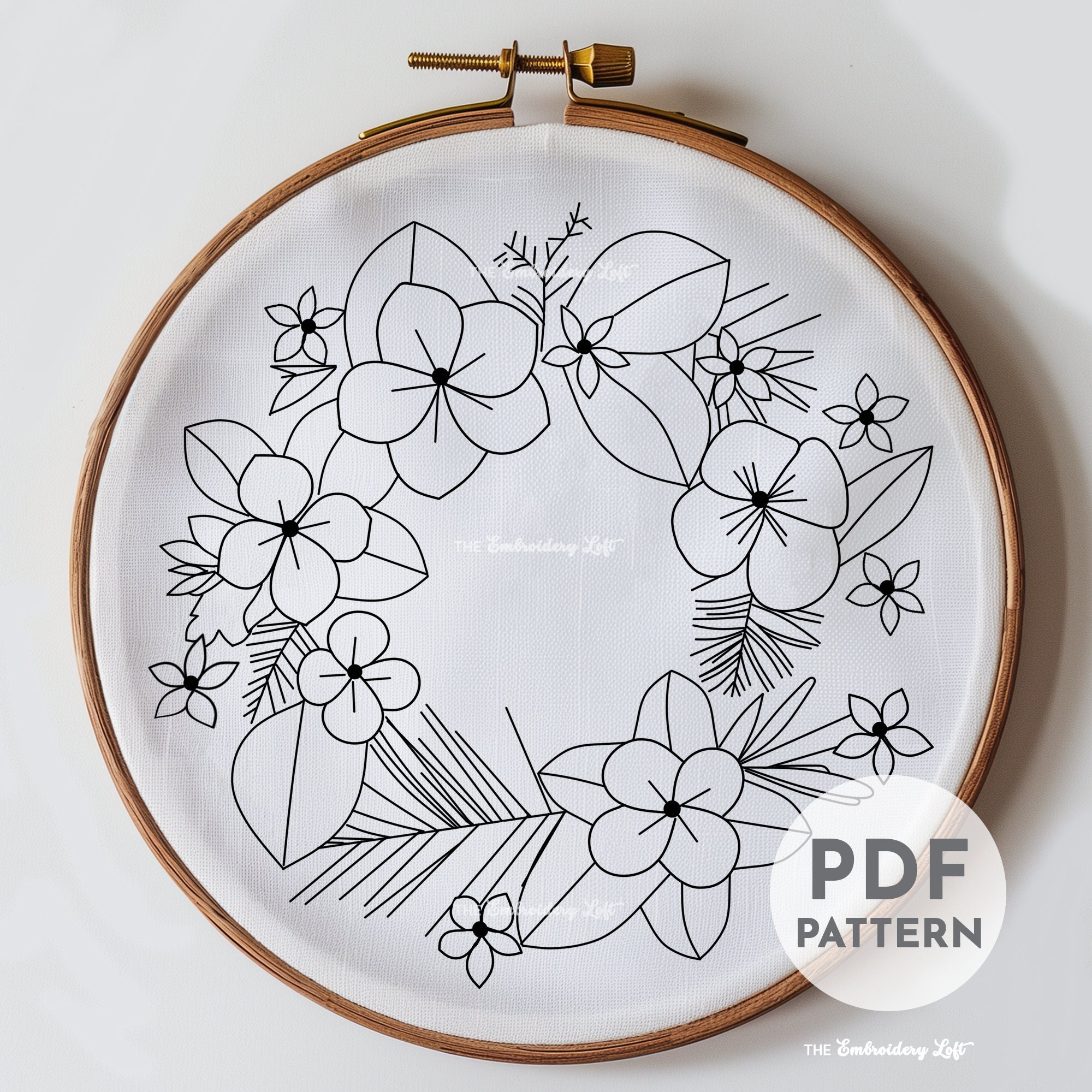 Tropical Wreath Hand Embroidery Pattern, Tropical Embroidery Pattern ...