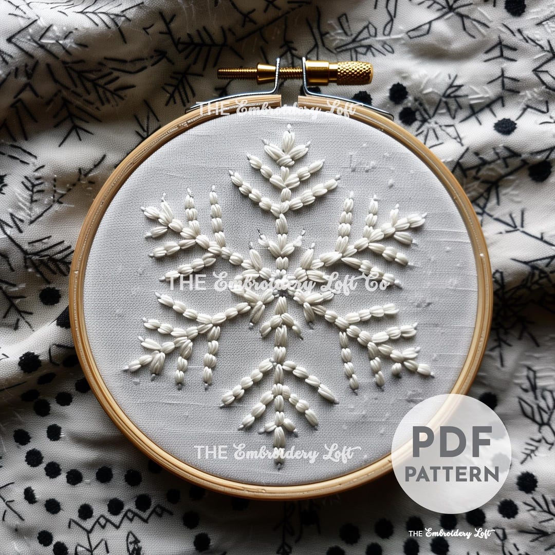 Snowflake Hand Embroidery Pattern, Christmas Embroidery Pattern, Winter ...