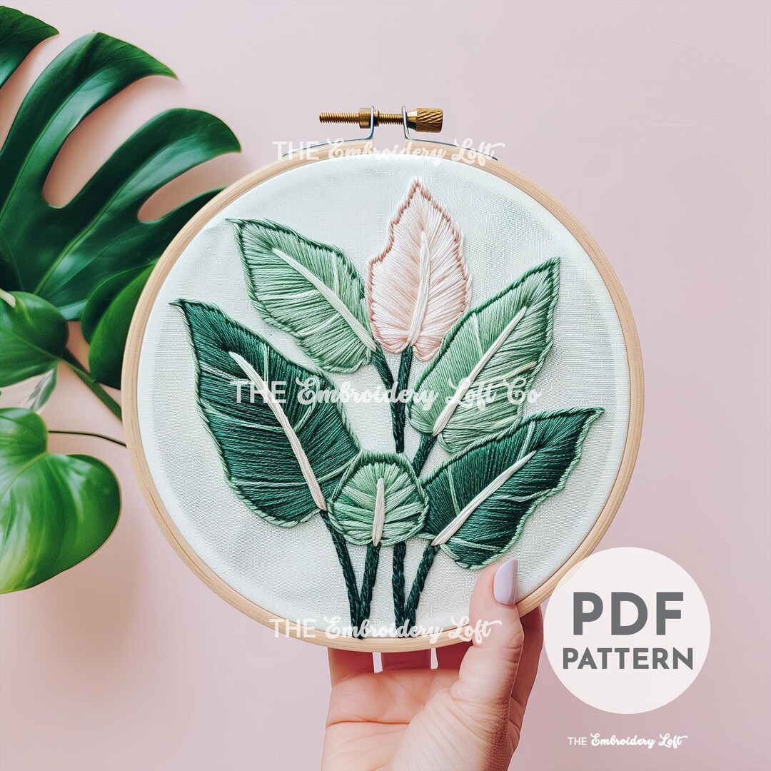 Princess Philodendron Hand Embroidery Pattern, House Plants Pattern ...