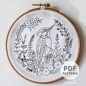 Woodpecker Hand Embroidery Pattern, Woodpecker Pattern, Woodland Bird ...