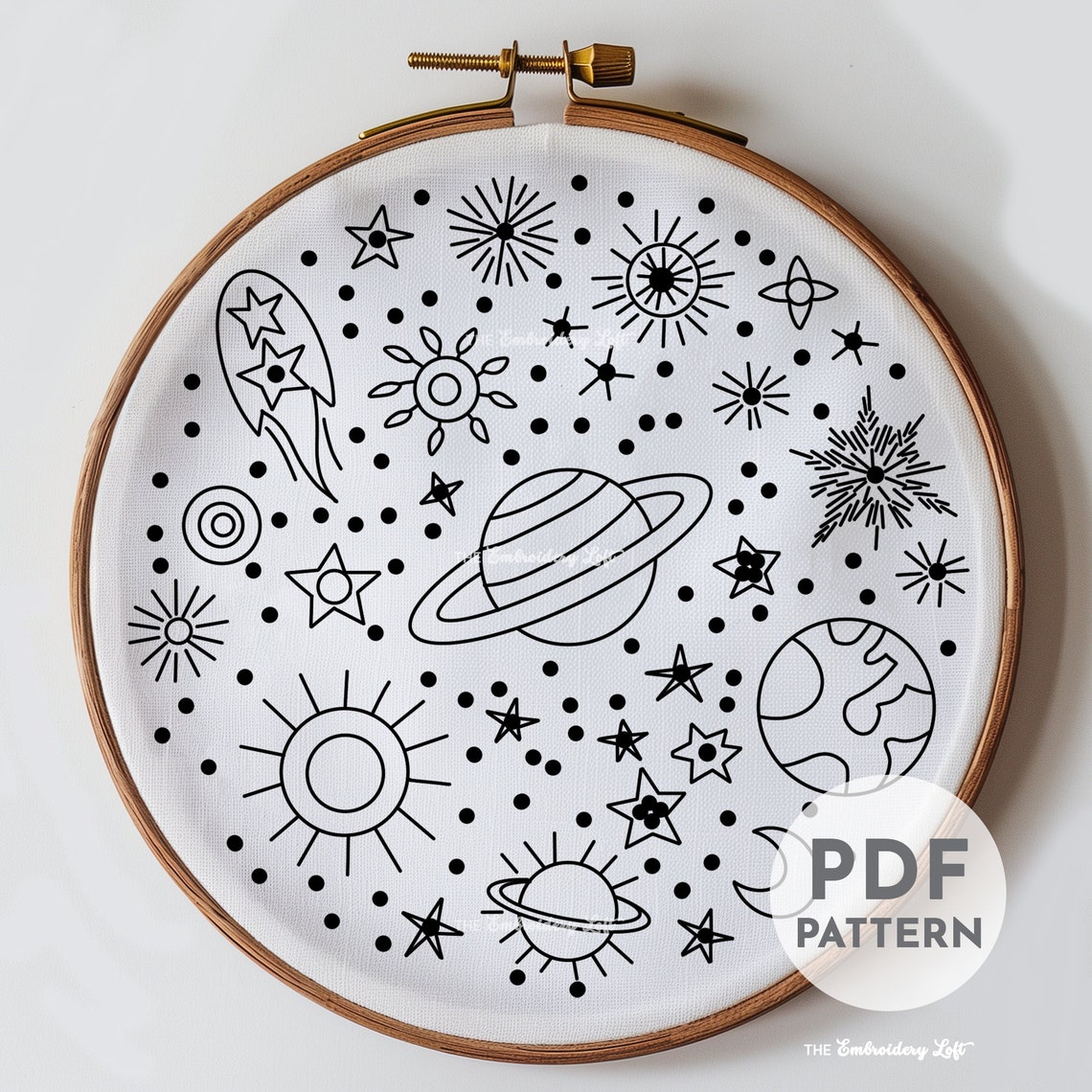 Outer Space Hand Embroidery Pattern, Universe Embroidery Pattern ...