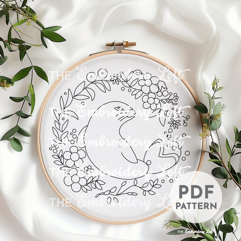 Seal Hand Embroidery Pattern, Coastal Home Decor, Seal Pattern, Ocean ...