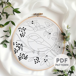 Chickadee Hand Embroidery Pattern, Chickadee Pattern, Autumn Bird ...