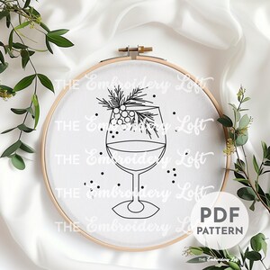 Mulled Wine Hand Embroidery Pattern, Festive Drink Design, Christmas ...