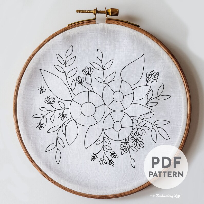 Autumn Roses Hand Embroidery Pattern, Roses Pattern, Floral Pattern ...