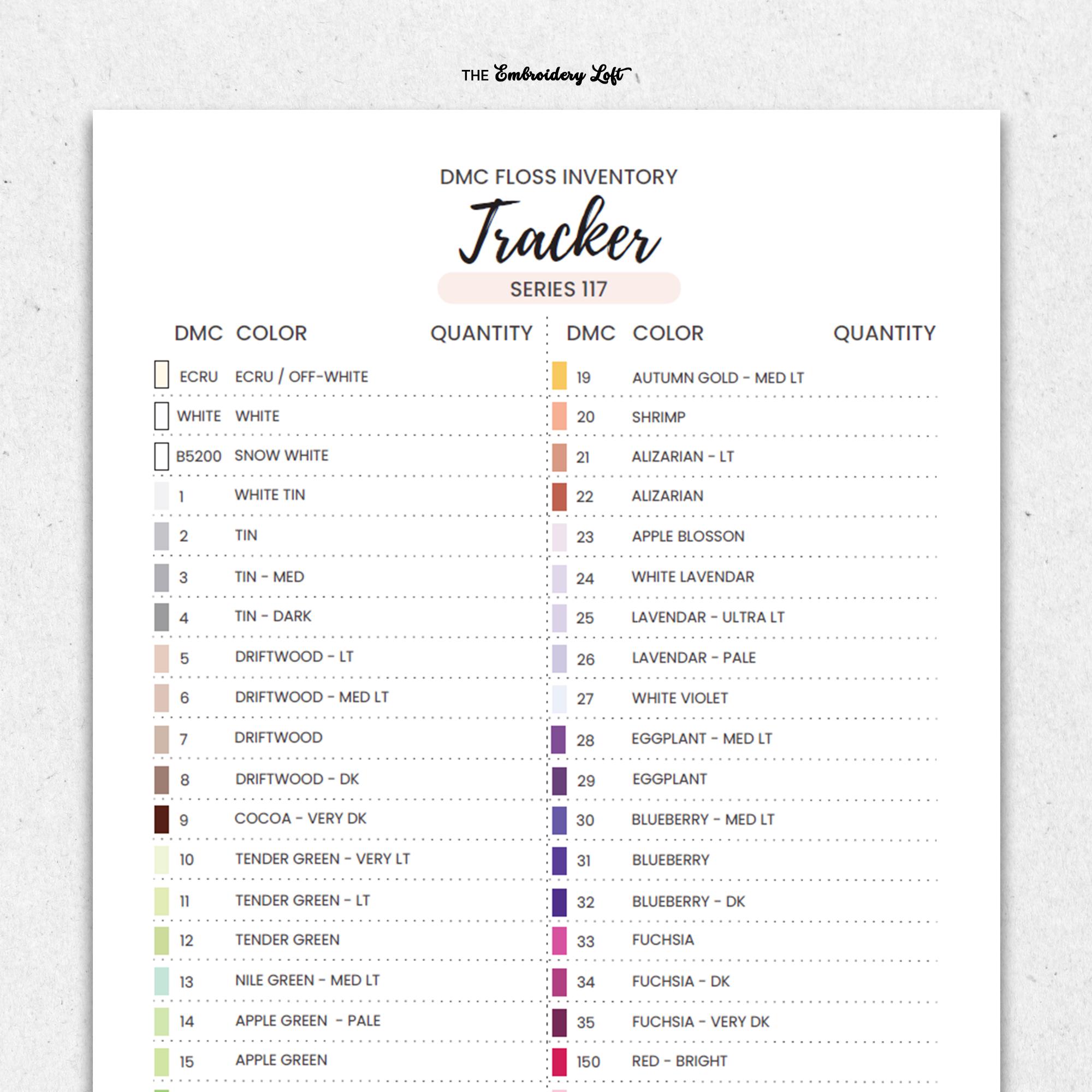 Printable DMC Color Inventory Tracker, Digital DMC Thread Chart ...