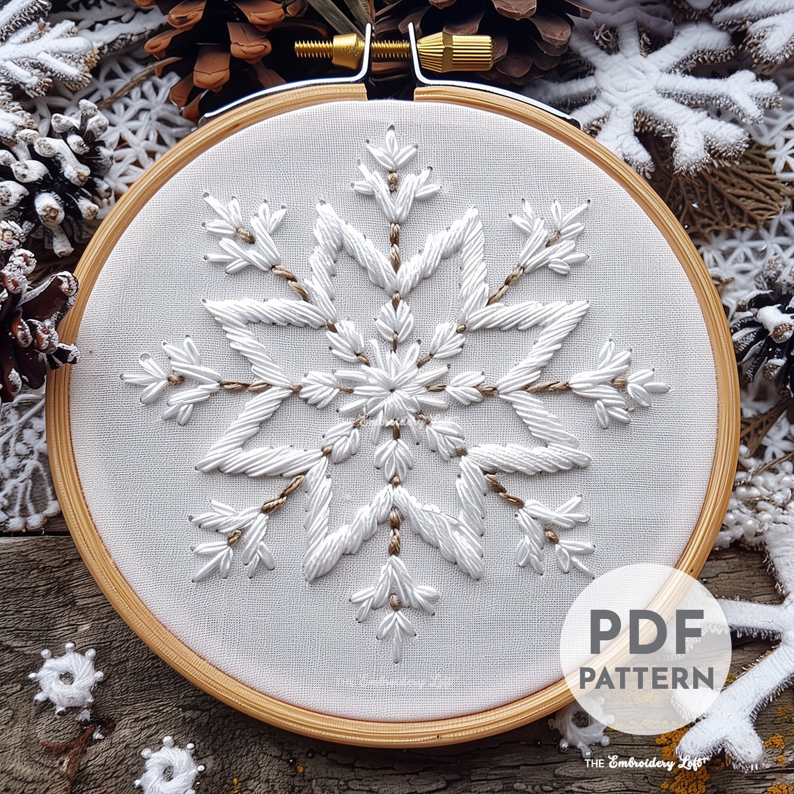 Winter Snowflake Hand Embroidery Pattern, Christmas Embroidery Pattern ...