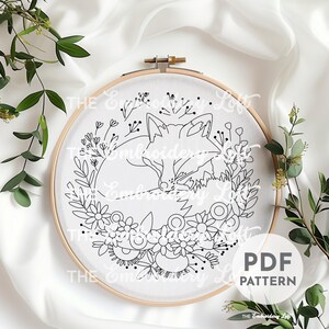 Woodland Fox Hand Embroidery Pattern, Fox Pattern, Woodland Animal ...