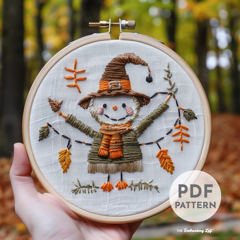 Scarecrow Hand Embroidery Pattern, Scarecrow Pattern, Scarecrow Design ...