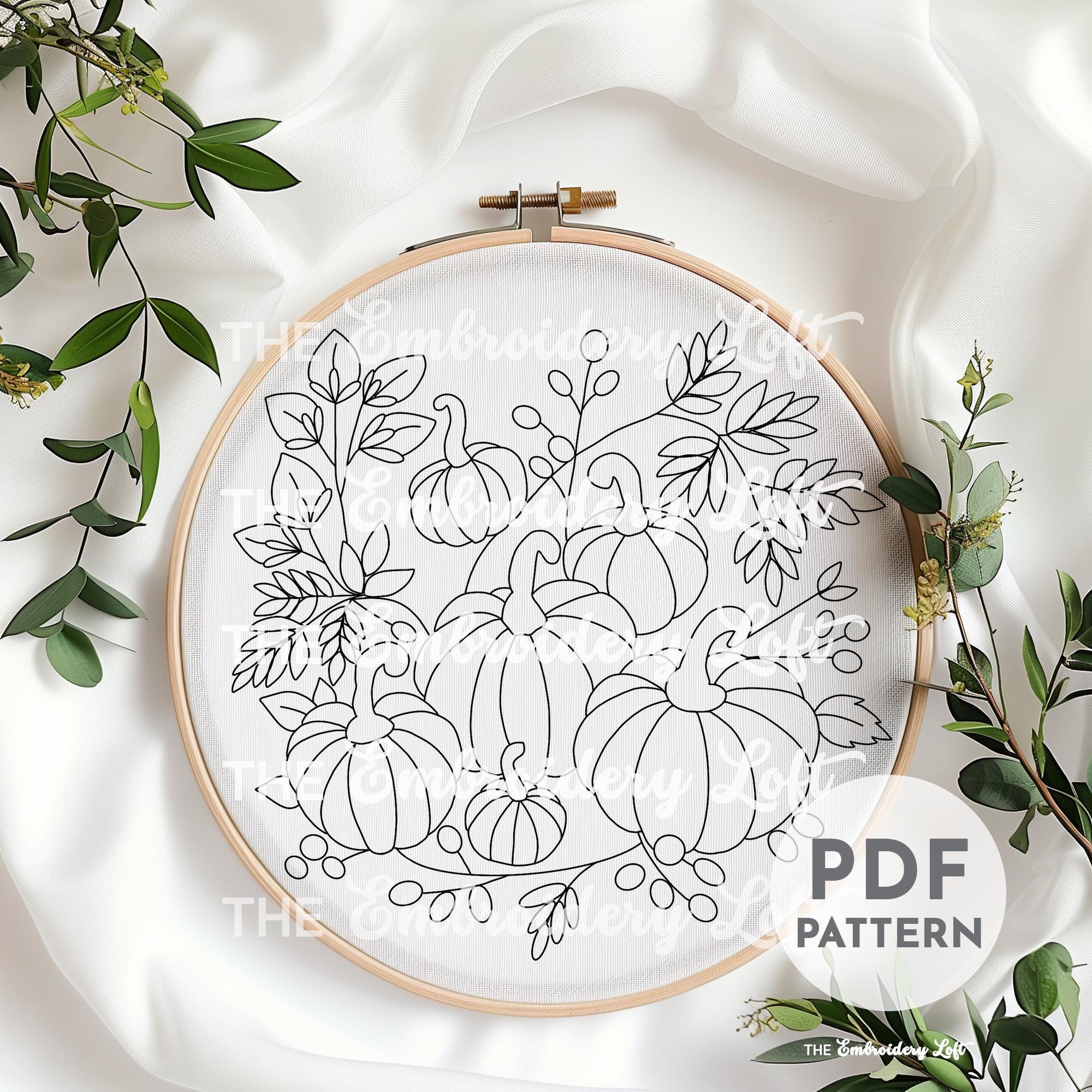 Pumpkin Patch Hand Embroidery Pattern, Pumpkin Pattern, Autumn Pattern ...