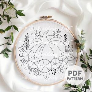 Autumn Pumpkin Hand Embroidery Pattern, Floral Pumpkin, Pumpkin Pattern ...
