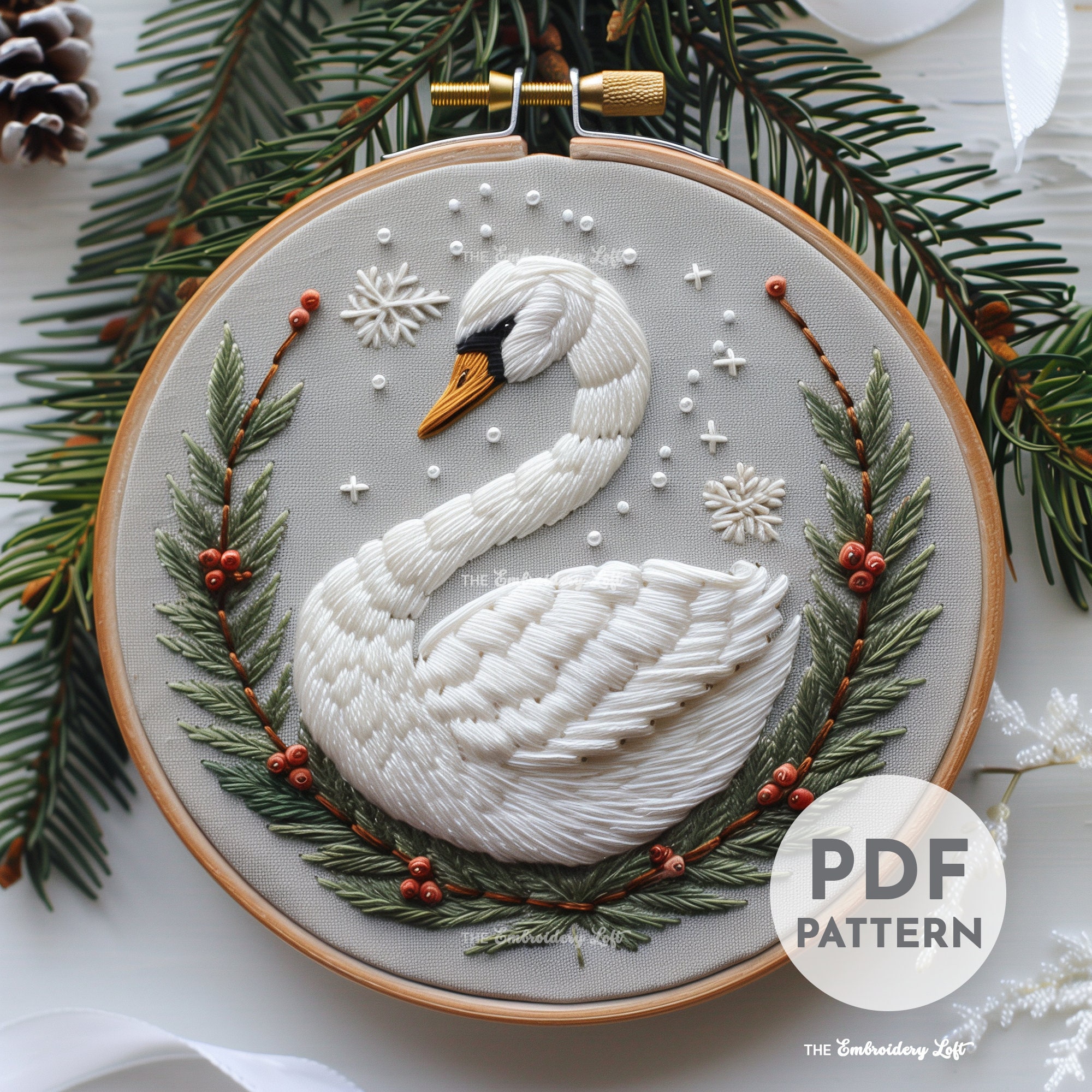 Seven Swans Swimming Hand Embroidery Pattern, Twelve Days of Christmas ...