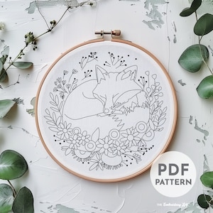 Woodland Fox Hand Embroidery Pattern, Fox Pattern, Woodland Animal ...
