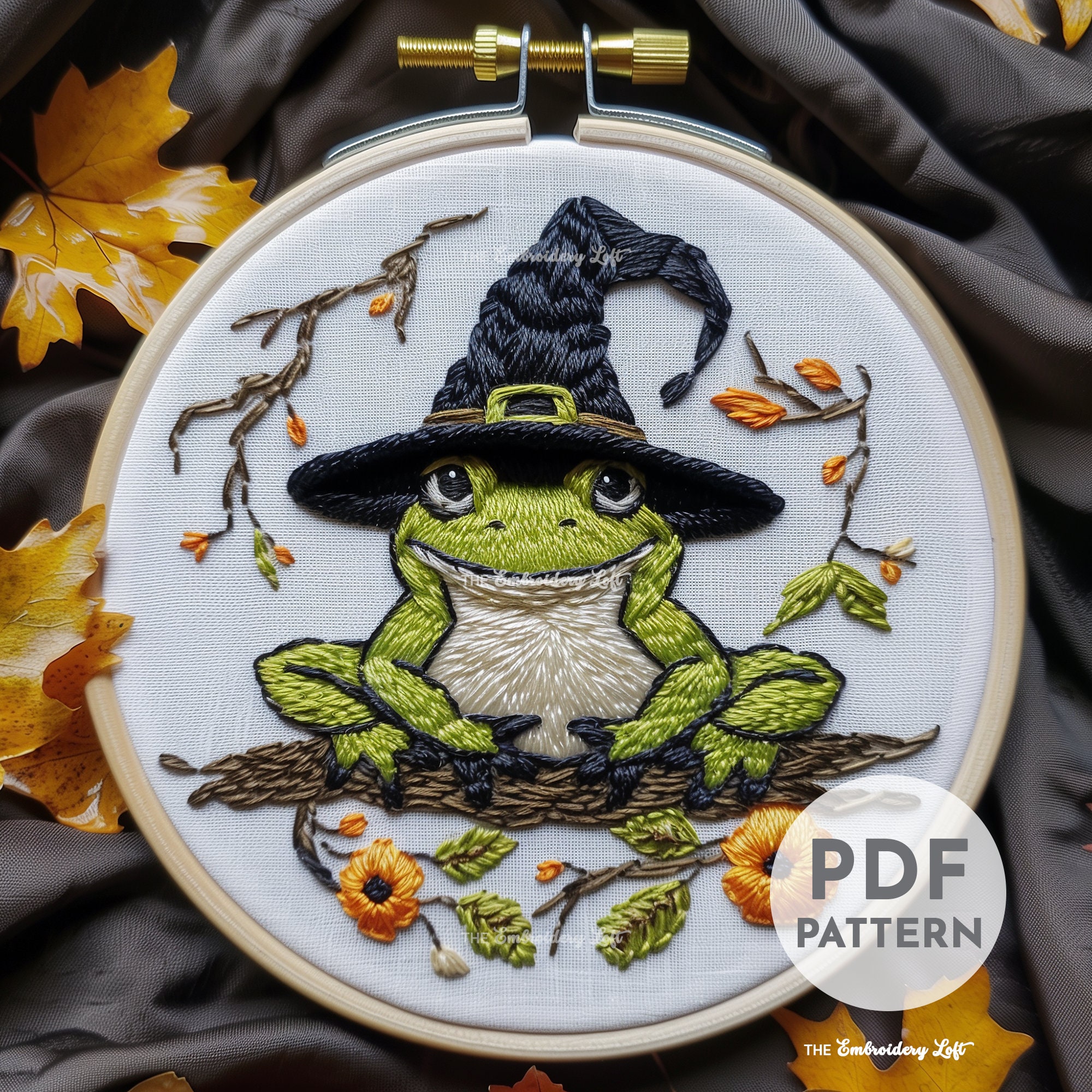 Witchy Frog Hand Embroidery Pattern, Witchy Embroidery Pattern ...