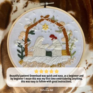 Nativity Scene Hand Embroidery Pattern, Baby Jesus Embroidery ...