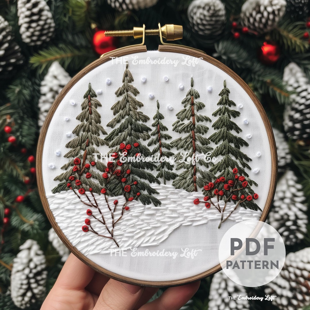 Winter Wonderland Hand Embroidery Pattern, Christmas Embroidery Pattern ...