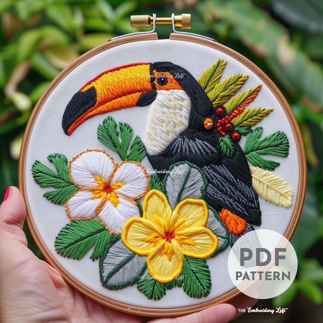 Toucan Hand Embroidery Pattern, Toucan Pattern, Toucan Bird, Tropical ...