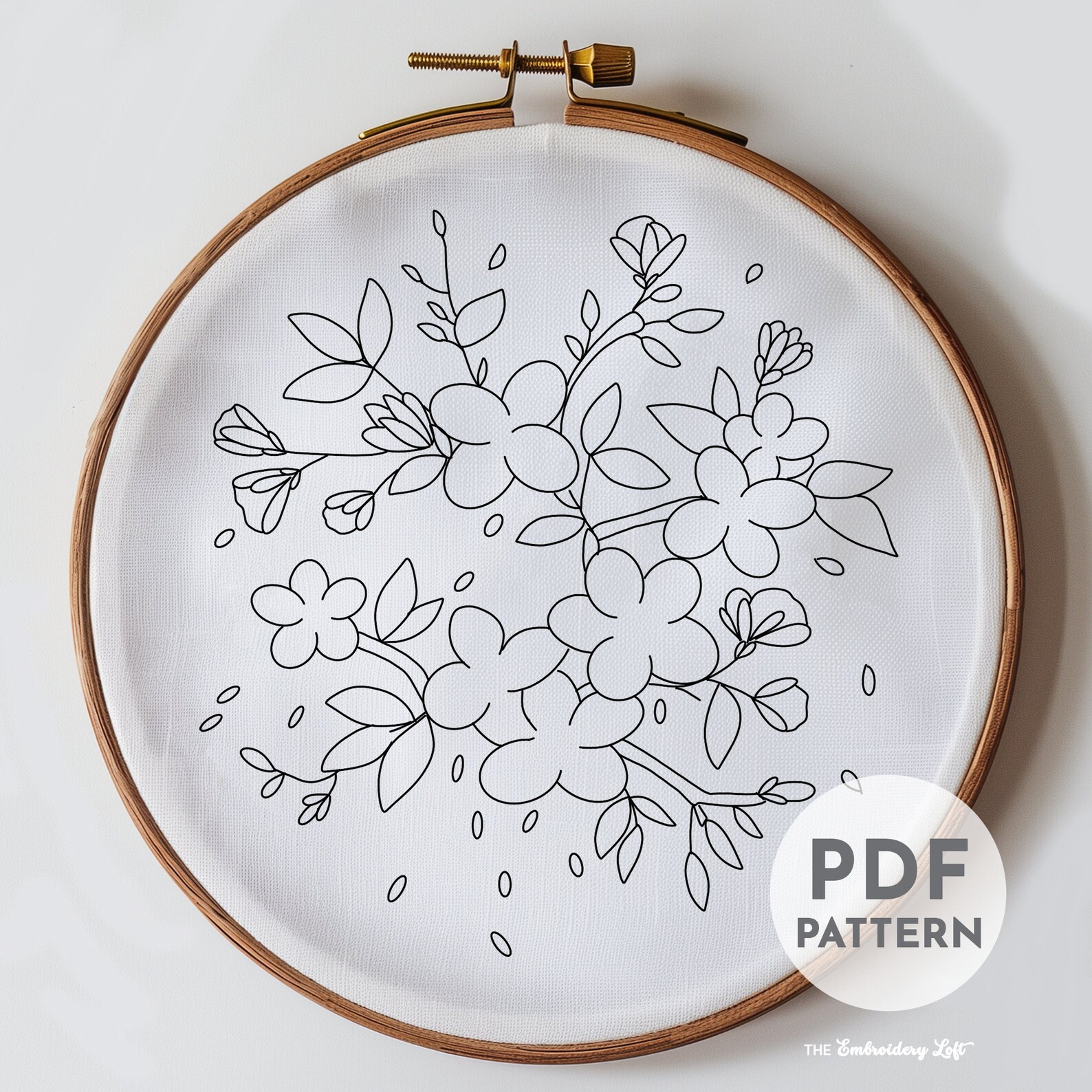 Cherry Blossoms Hand Embroidery Pattern, Cherry Blossom Pattern, Sakura ...