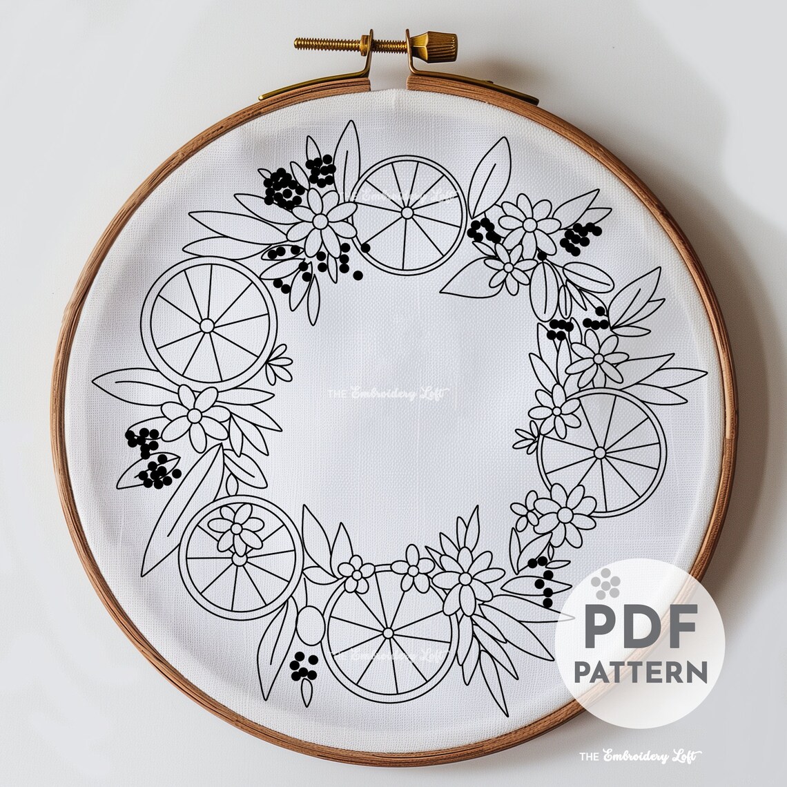 Orange Wreath Hand Embroidery Pattern, Orange Slices, Orange Pattern ...