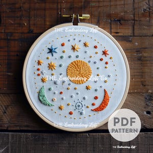 Universe Hand Embroidery Pattern, Outer Space Embroidery Pattern ...