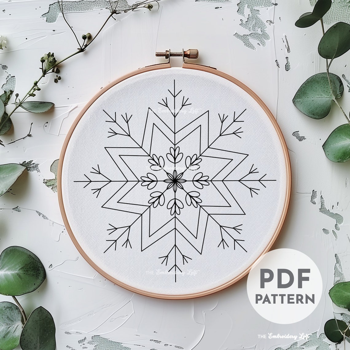 Winter Snowflake Hand Embroidery Pattern, Christmas Embroidery Pattern ...