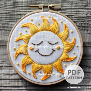 Baby Sun Hand Embroidery Pattern, Smiling Sun Pattern, Cute Sun Pattern ...