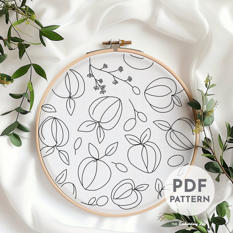 Just Peachy Hand Embroidery Pattern, Peaches Pattern, Peaches, Summer ...