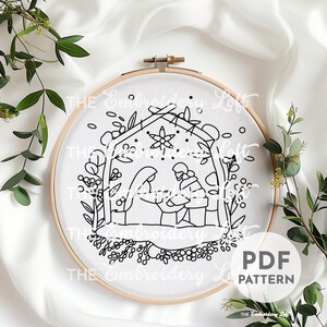 Nativity Scene Hand Embroidery Pattern, Baby Jesus Embroidery ...