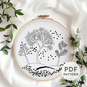 Autumn Trees Hand Embroidery Pattern, Autumn Embroidery Pattern, Autumn ...