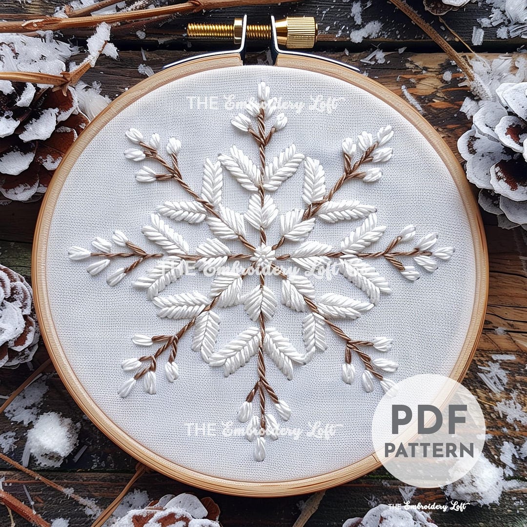 Winter Snowflake Hand Embroidery Pattern, Christmas Embroidery Pattern, Snowflake Design, Hand ...