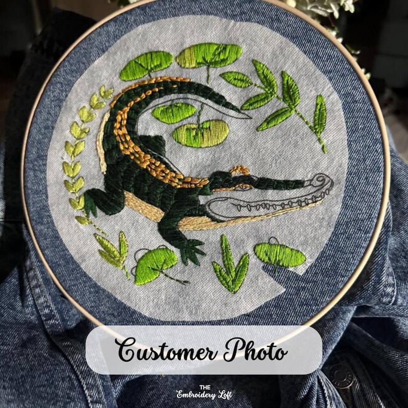Alligator Hand Embroidery Pattern, Crocodile Embroidery Pattern ...