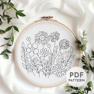 Meadow of Wildflowers Hand Embroidery Pattern, Wildflowers Pattern ...