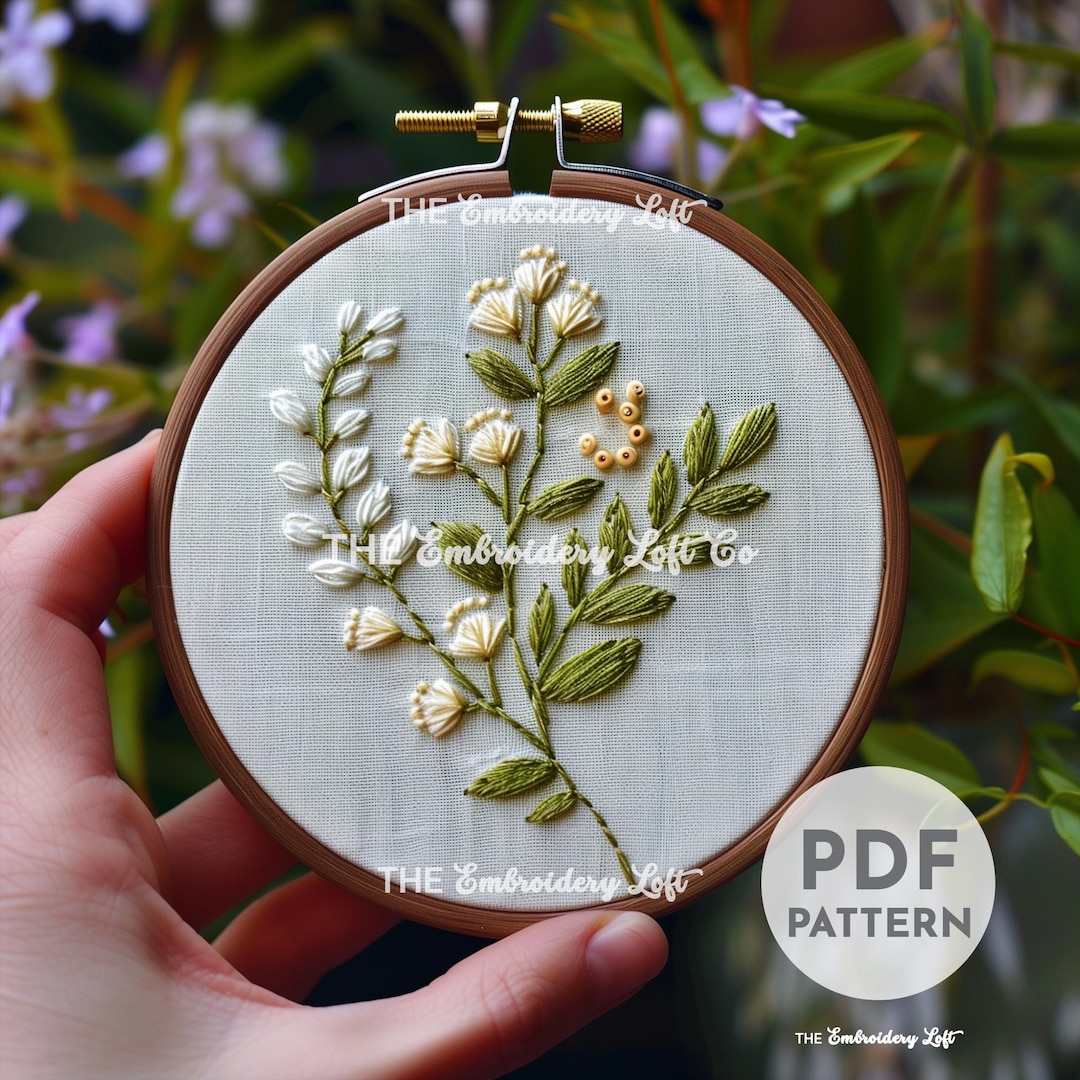 Simple Spring Flowers Hand Embroidery Pattern, Flowers Embroidery ...