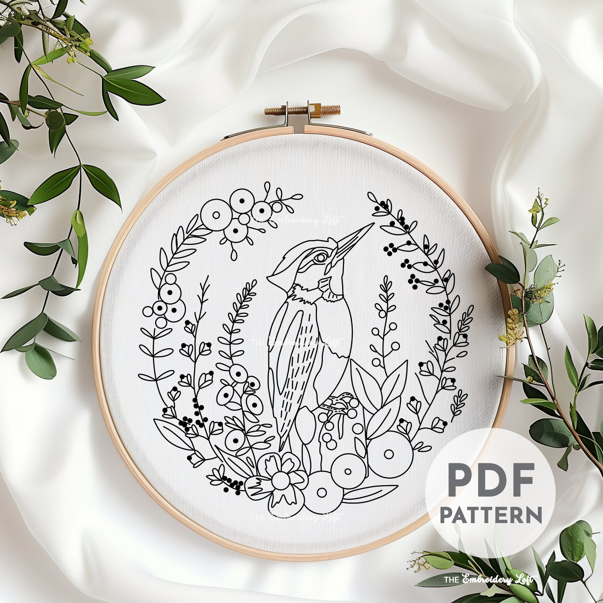 Woodpecker Hand Embroidery Pattern, Woodpecker Pattern, Woodland Bird ...