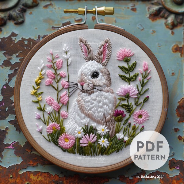 Rabbit Hand Embroidery Pattern - Etsy