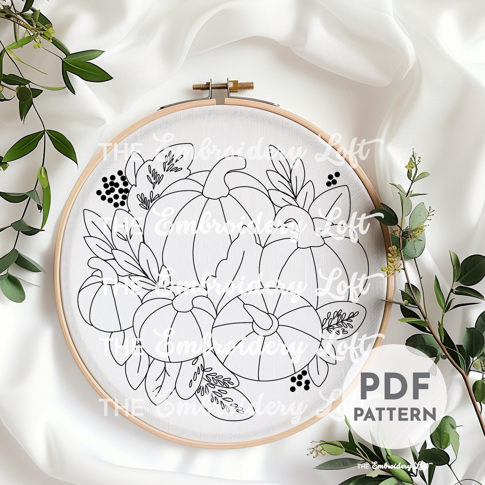 Pumpkin Patch Hand Embroidery Pattern, Pumpkin Pattern, Thanksgiving ...