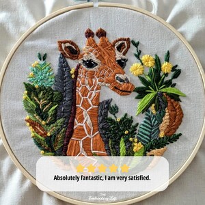 Floral Giraffe Hand Embroidery Pattern, Giraffe Pattern, Cute Giraffe ...